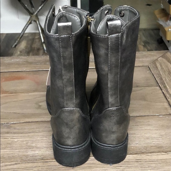 Seven7 | Shoes | Seven7 Silver Military Combat Silver Lace Up Boot ...